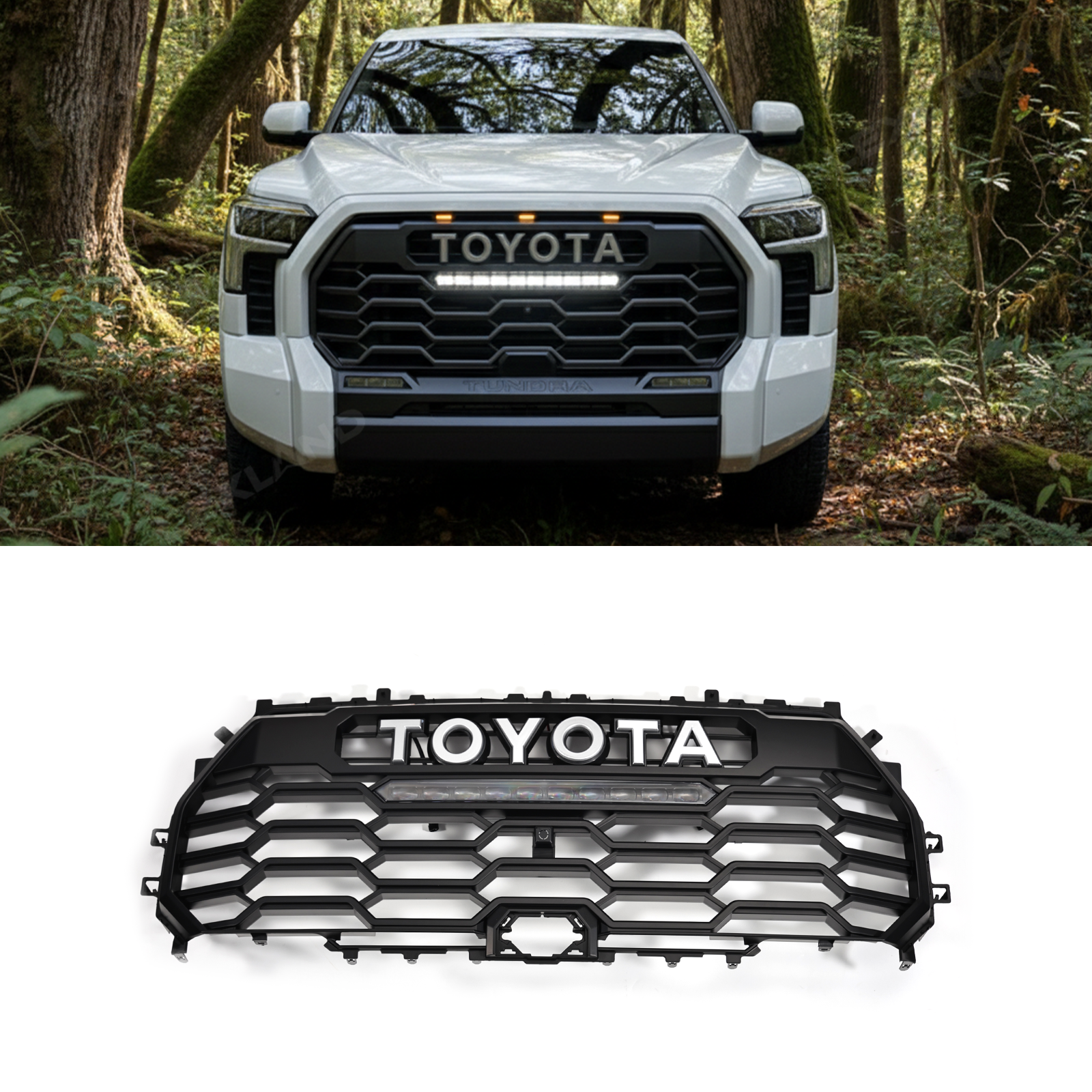 Tundra Front Grille with Amber Light & LED Light Bar TRD-Style Front B ...
