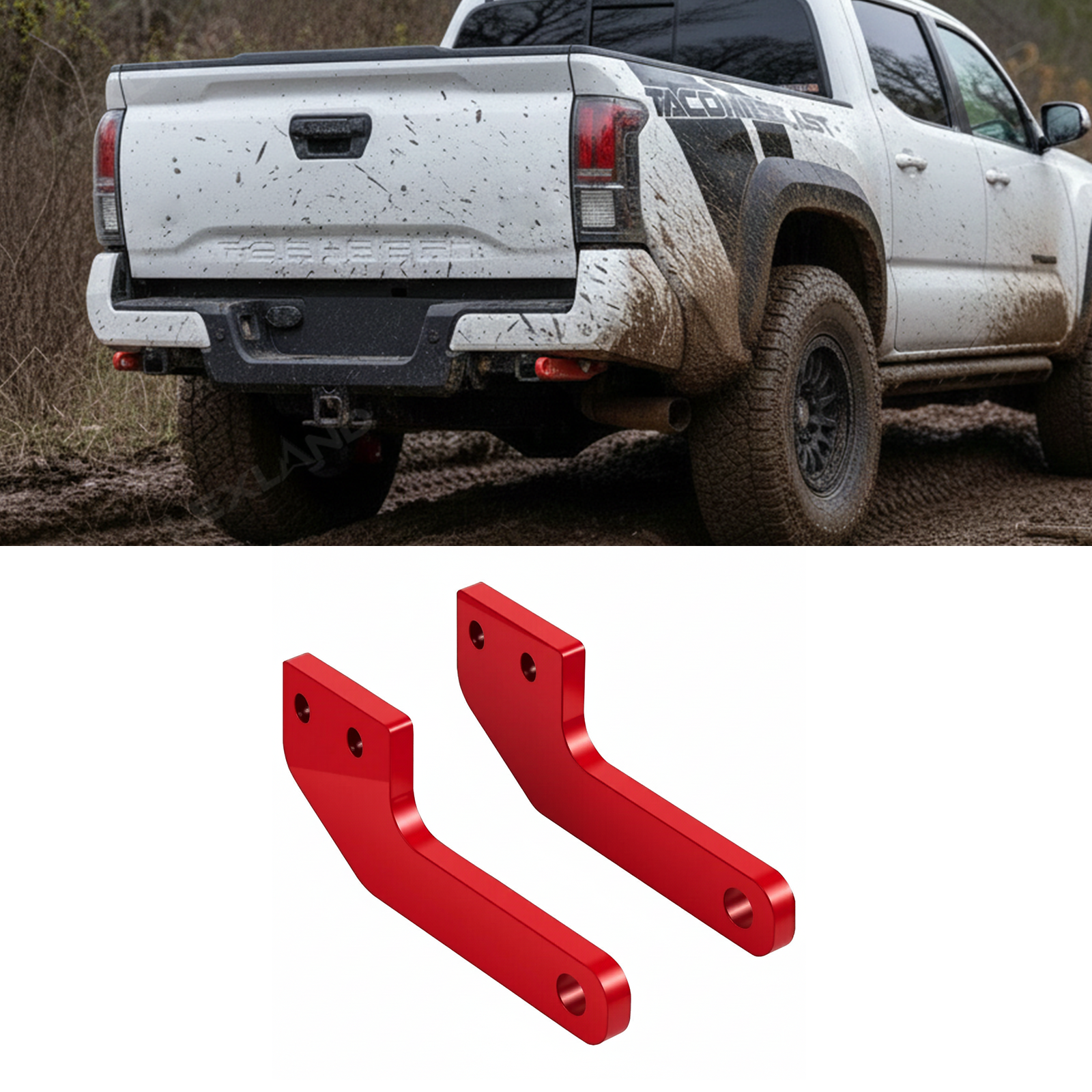 Tacoma Rear Tow Hook Red Rear Recovery Points for Toyota – Lexland